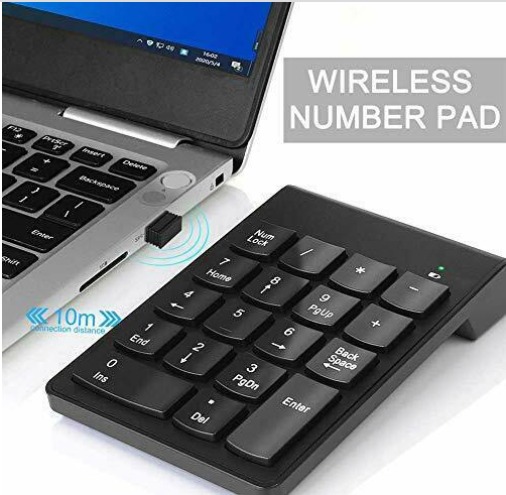 Wireless 2.4GHz 18 Keys Number Pad Numeric Keypad Keyboard for Laptop ...