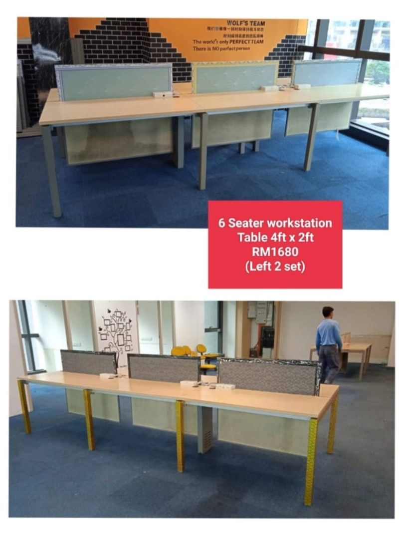6 seater Workstation SALE !, Furniture & Home Living, Furniture, Tables ...
