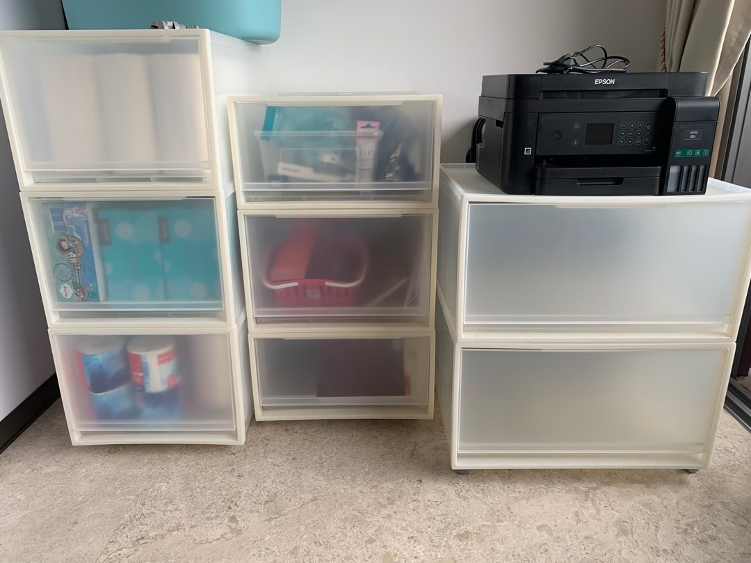 8 Large Muji boxes with wheels, Furniture & Home Living, Home ...