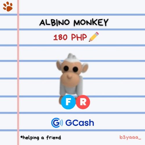 ADOPT ME FLY & RIDE ALBINO MONKEY PET on Carousell