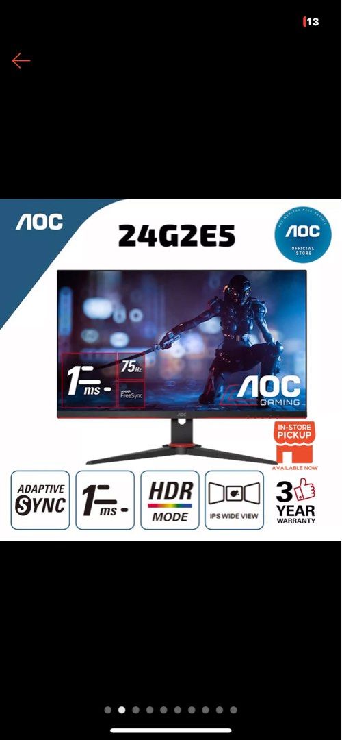 AOC 24inch 75hz monitor display, Computers & Tech, Parts & Accessories ...