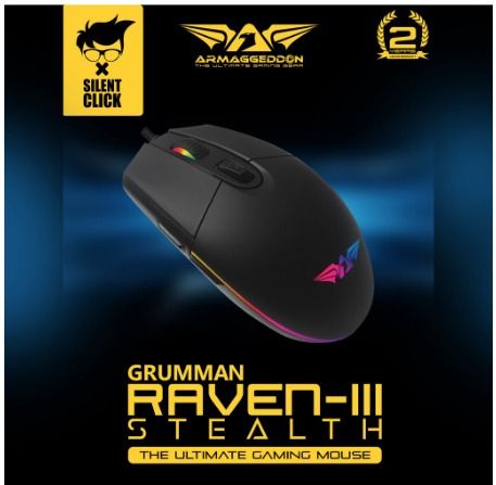 Armaggeddon Grumman Raven-III Stealth RGB Silent Wired Gaming Mouse ...