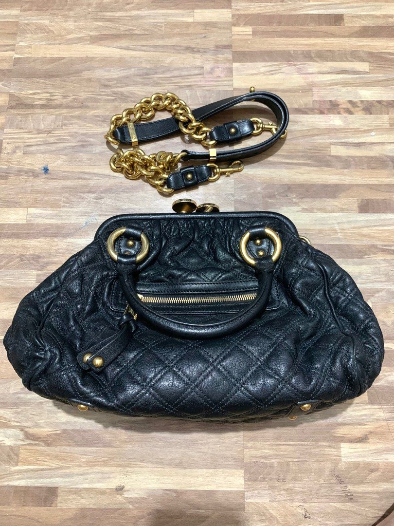 Authentic MARC JACOBS Small Black Leather Stam Bag , Luxury, Bags ...