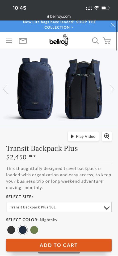 Bellroy Transit Backpack Plus 38L, 男裝, 袋, 背包 - Carousell