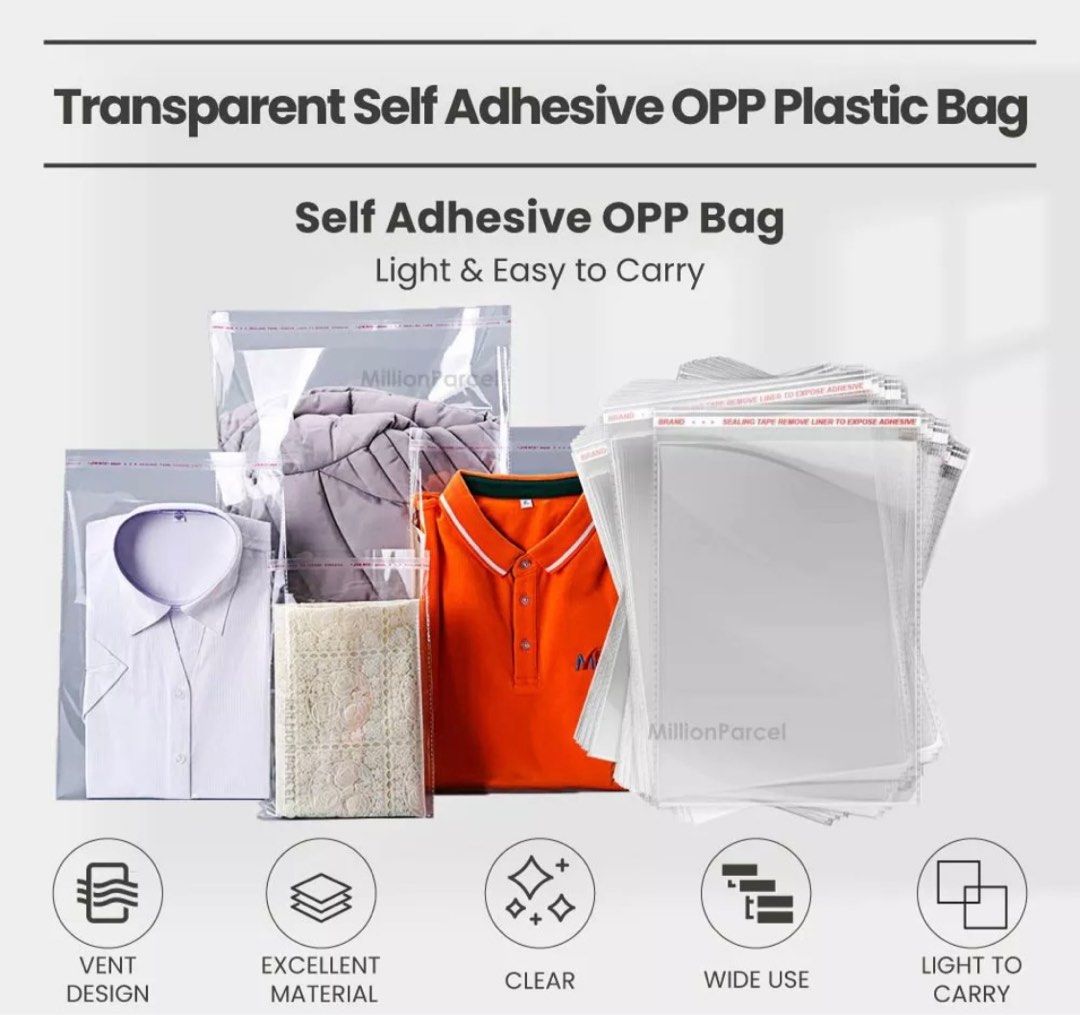 BN Brand New Clear Transparent See through Self-Adhesive OPP Plastic ...