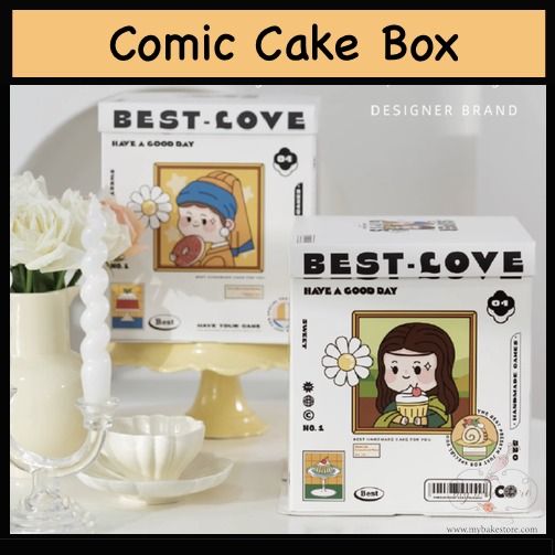 Cake Box Comic Art Cartoon Cake Packaging Gift Box, Furniture & Home ...