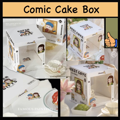 Cake Box Comic Art Cartoon Cake Packaging Gift Box, Furniture & Home ...