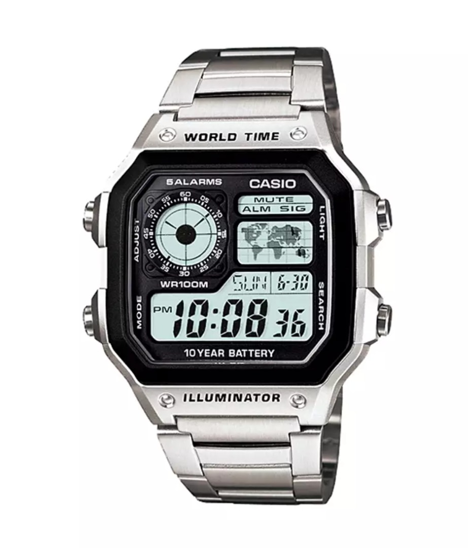 Casio Royale AE1200WHD-1AVDF-P SILVER STAINLESS STEEL MEN WATCH, Men's ...
