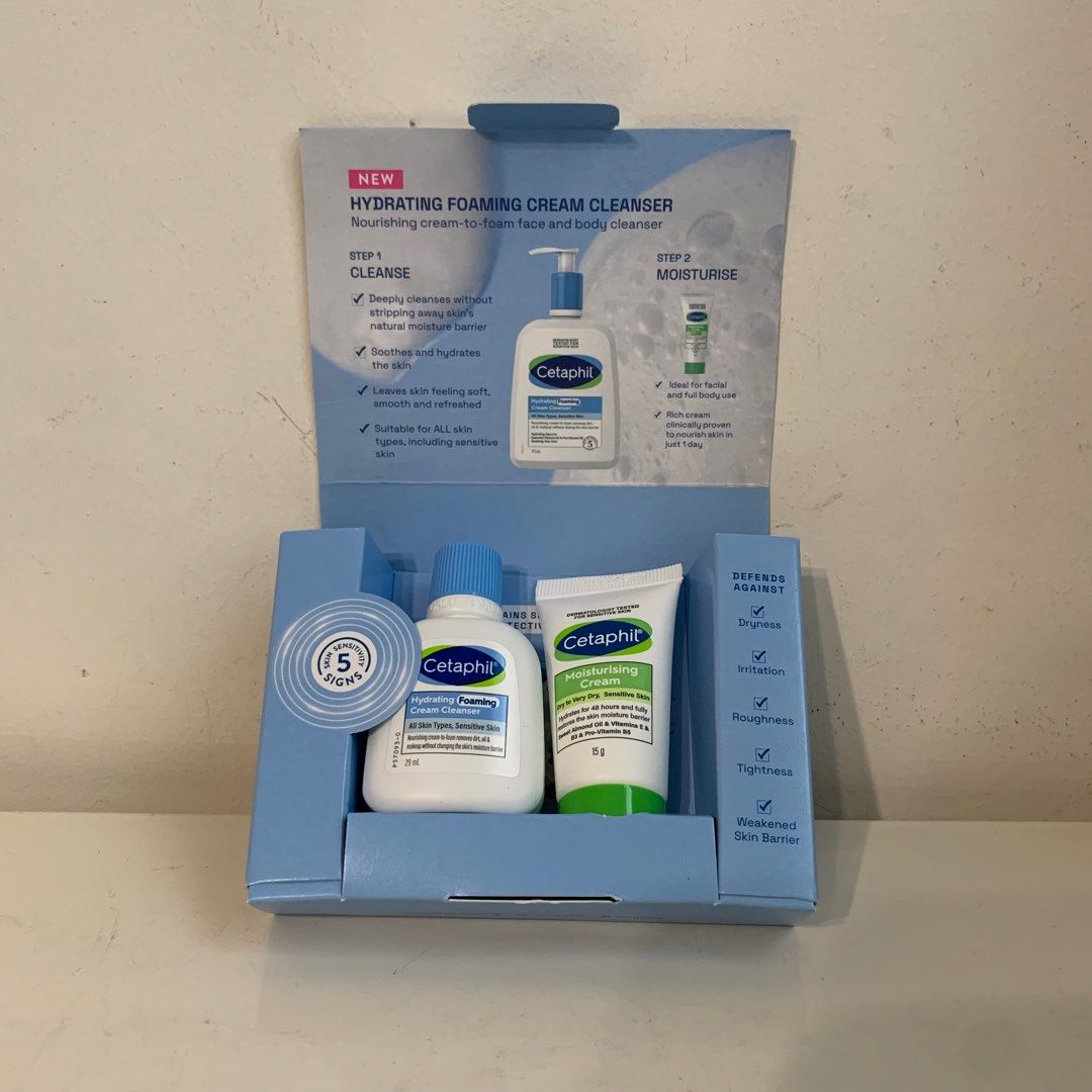 Cetaphil Hydrating Foaming Cream Cleanser & Moisturising Cream gift set ...