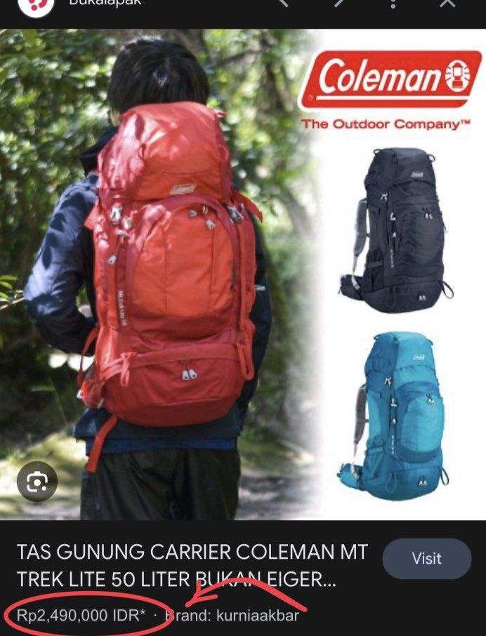 COLEMAN MT.TREK LITE 50L BACKPACK CARRIER PACK, Fesyen Pria, Tas & Dompet , Ransel di Carousell