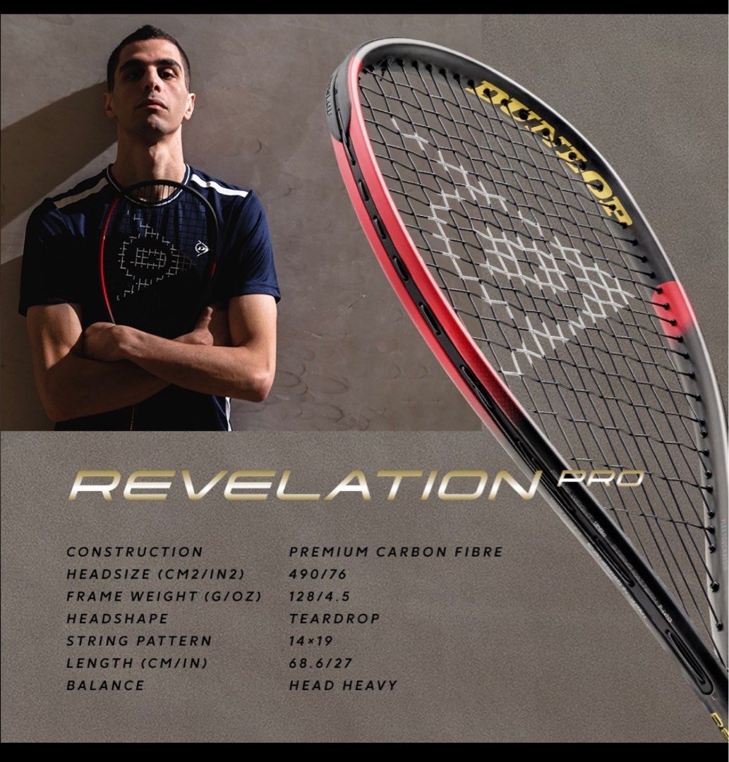 Dunlop 壁球拍 SONIC CORE REVELATION PRO LIMITED EDITION, 運動產品, 運動與體育, 運動與 ...