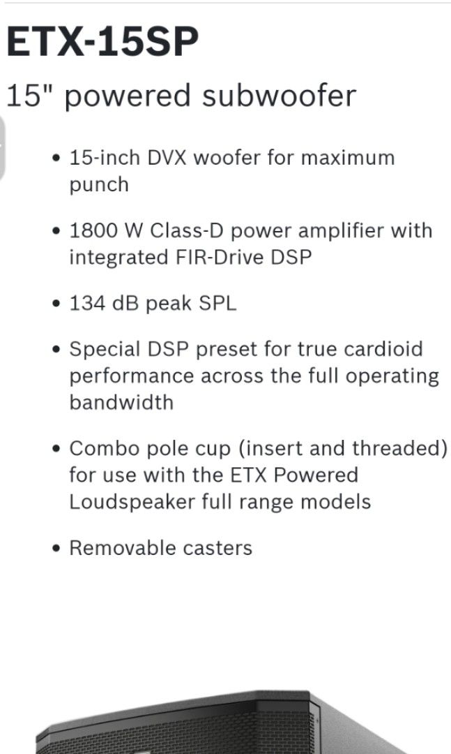 EV ETX 15SP active subwoofer, Audio, Soundbars, Speakers & Amplifiers ...