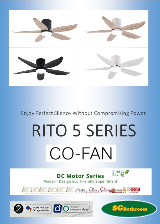 FANCO CO-FAN Rito 5 DC Motor 5 Blade Ceiling Fan with 3 Tone LED Light ...