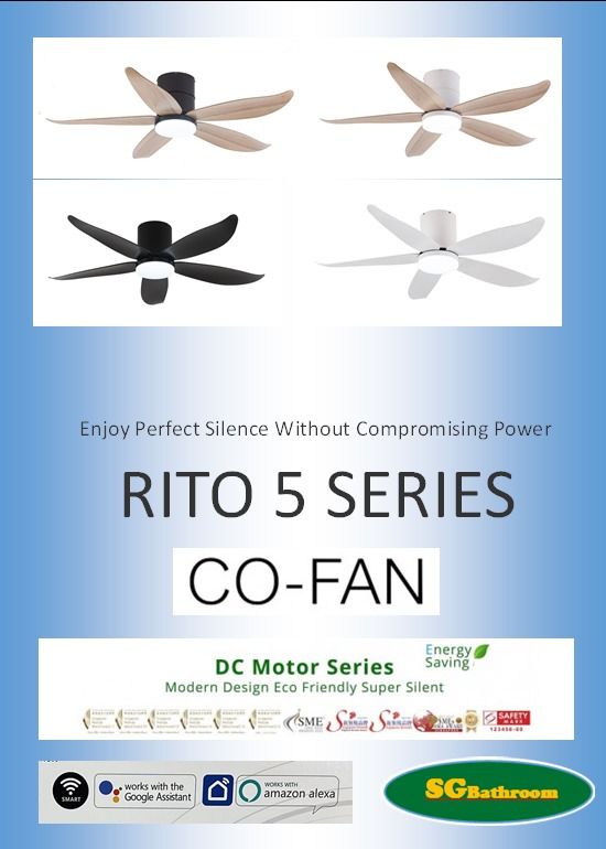 FANCO CO-FAN Rito 5 DC Motor 5 Blade Ceiling Fan with 3 Tone LED Light ...