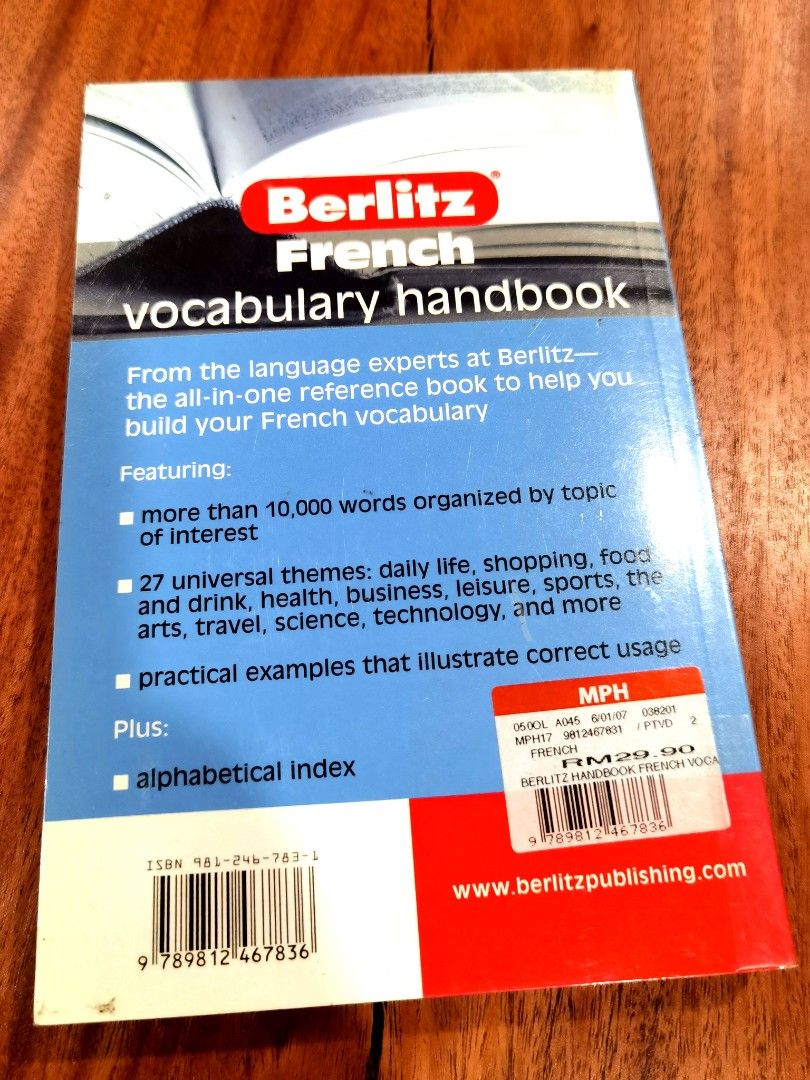 French Vocabulary Handbook Learn French Words Language Book, Hobbies ...