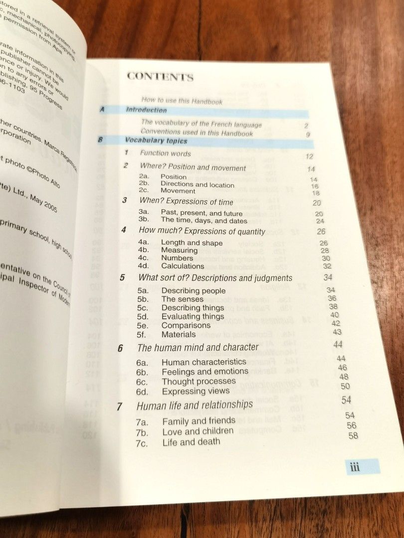 French Vocabulary Handbook Learn French Words Language Book, Hobbies ...