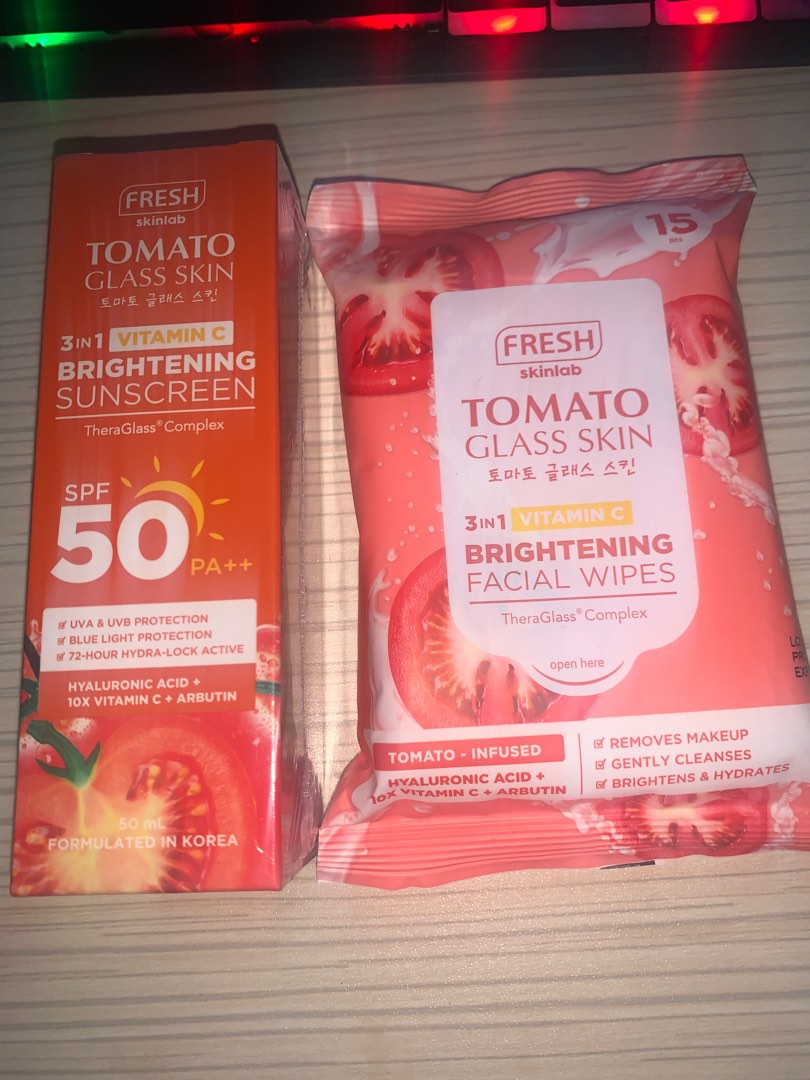 Fresh Skinlab Brightening sunscreen with free face wipes on Carousell