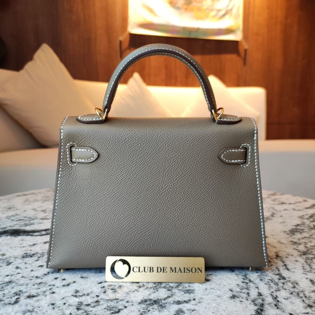 Hermes Mini Kelly 2 Epsom 18 Etoupe Gold Hardware, 名牌, 手袋及銀包 - Carousell