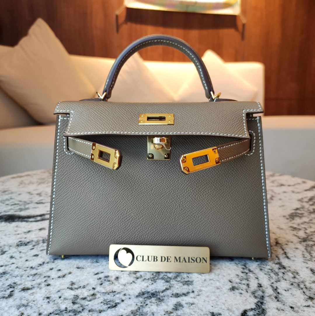 Hermes Mini Kelly 2 Epsom 18 Etoupe Gold Hardware, 名牌, 手袋及銀包 - Carousell