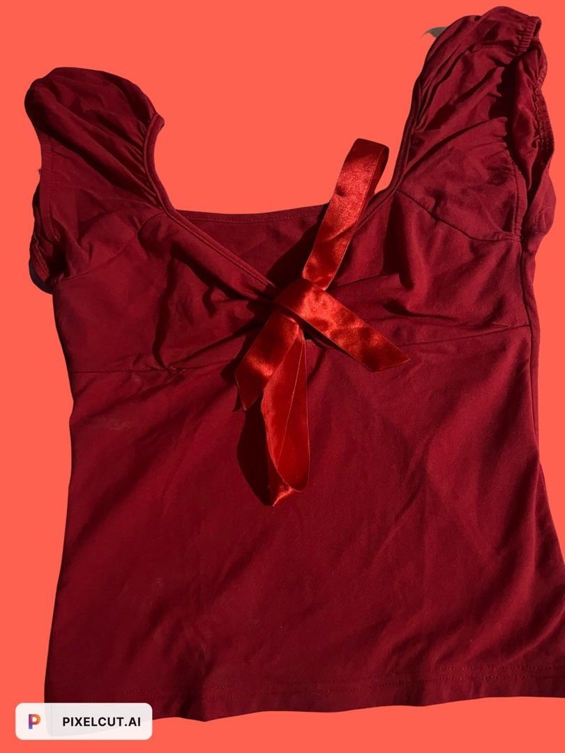 Hot red top, Women's Fashion, Tops, Blouses on Carousell