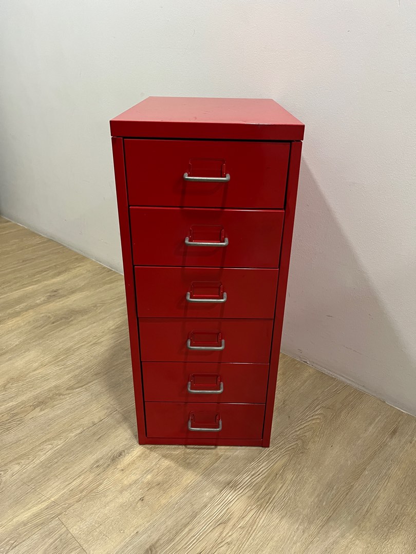 IKEA red metal chest of drawers shelf aluminum, Furniture & Home Living ...