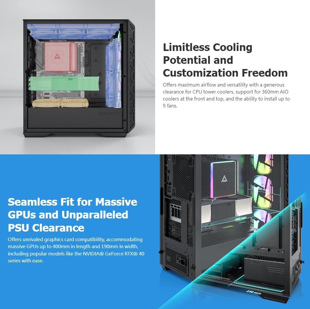 [IN STOCK] MONTECH AIR 903 MAX ARGB BLACK / WHITE ATX / E-ATX CASE | 1x ...