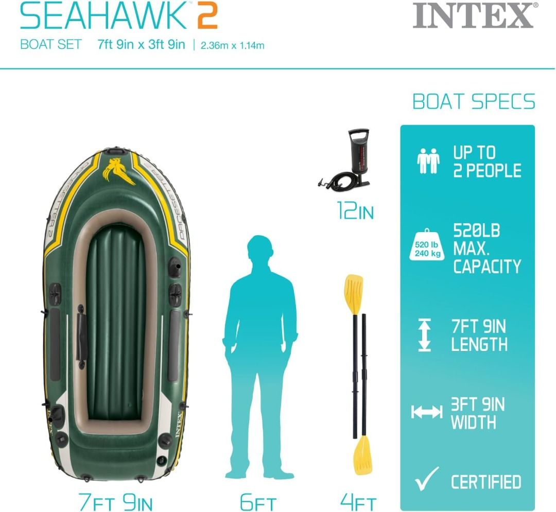 Intex Seahawk Inflatable Boat Series 2 person, Sports Equipment, Other ...