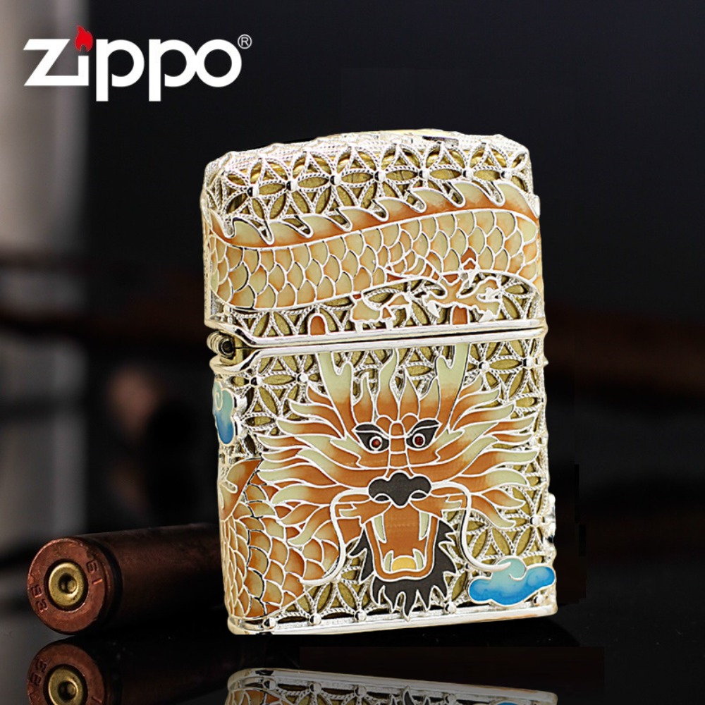 Jacket Silver Enamel Luminous Dragon Limited Edition Zippo Lighter ...