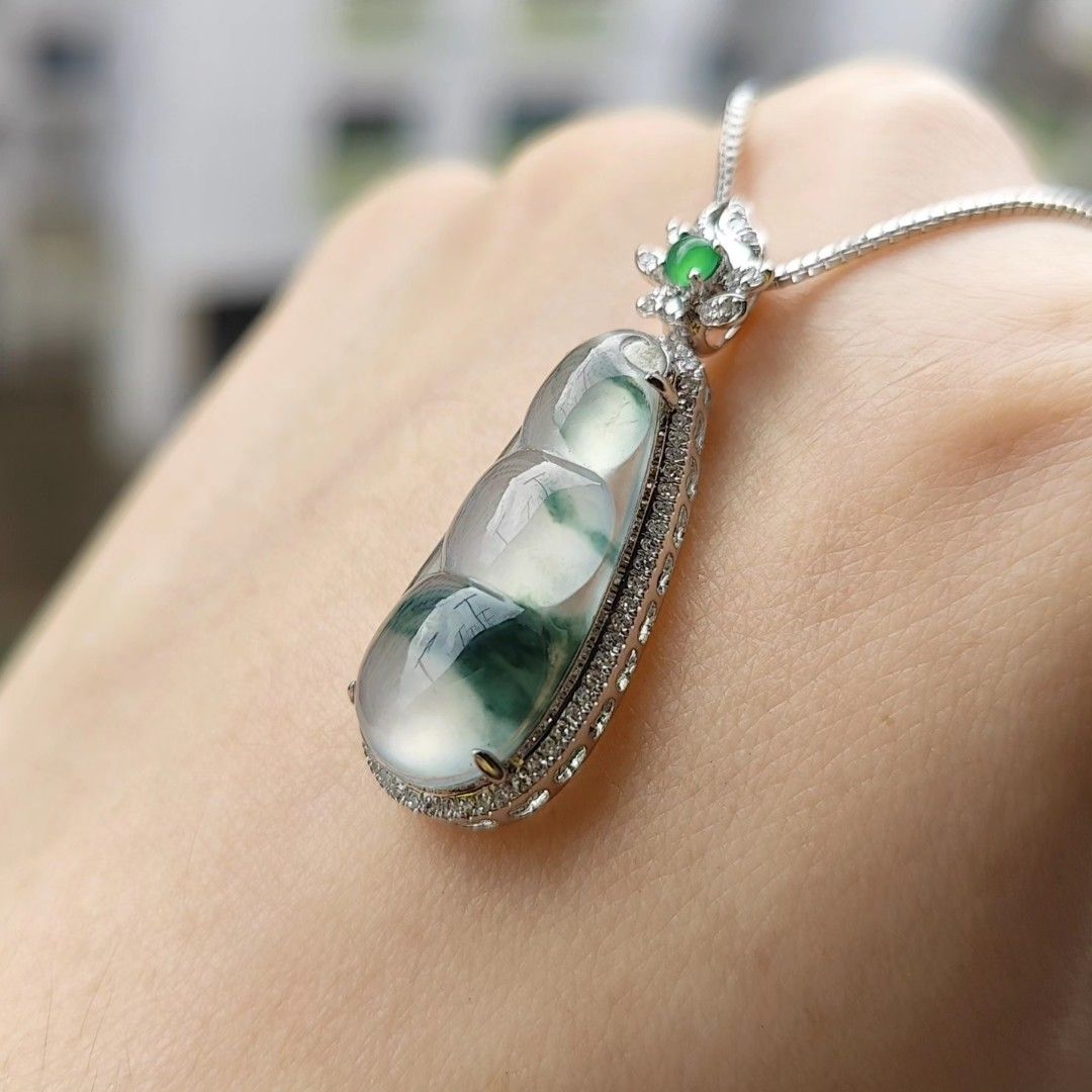 Type A Burmese Jade Jadeite 18k Gold & Diamonds Jade Melon Pendent ...
