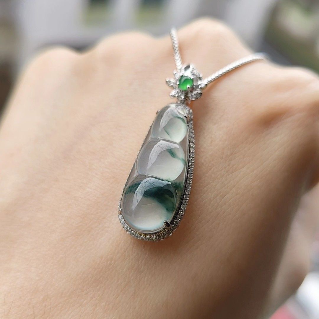 Type A Burmese Jade Jadeite 18k Gold & Diamonds Jade Melon Pendent ...