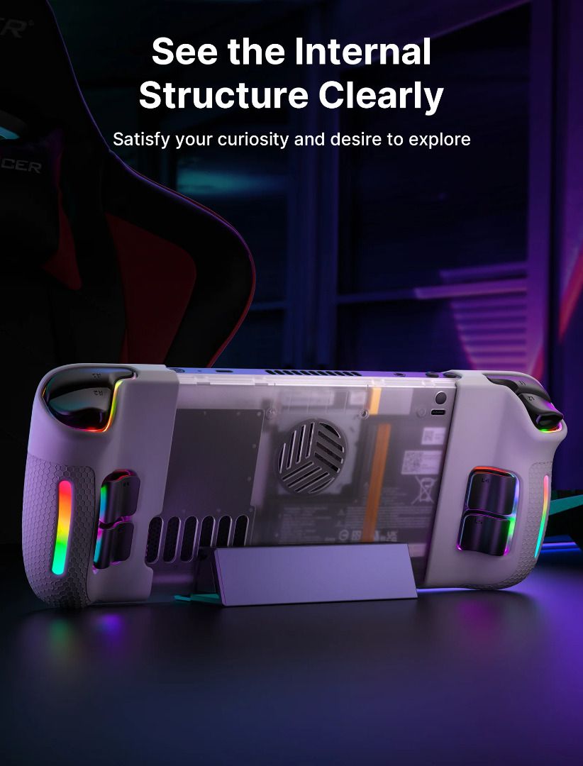 JSAUX RGB Transparent Back Plate for Valve Steam Deck, Video Gaming ...