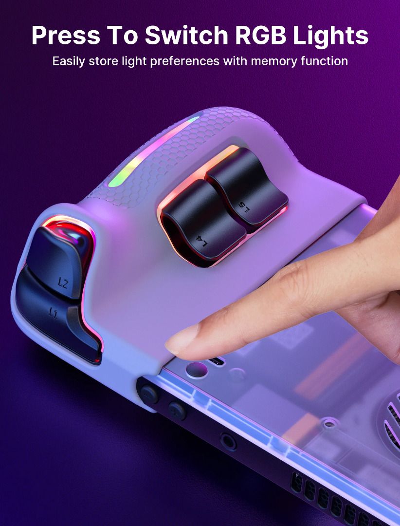 JSAUX RGB Transparent Back Plate for Valve Steam Deck, Video Gaming ...