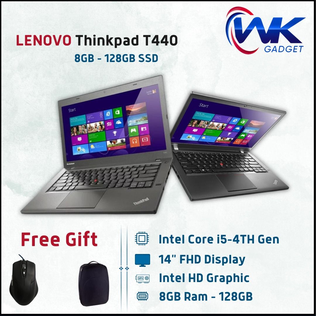 LENOVO Thinkpad T440 (Intel Core i5-4TH GEN | 8GB - 128GB SSD) Intel HD Graphic | 14" FHD ...