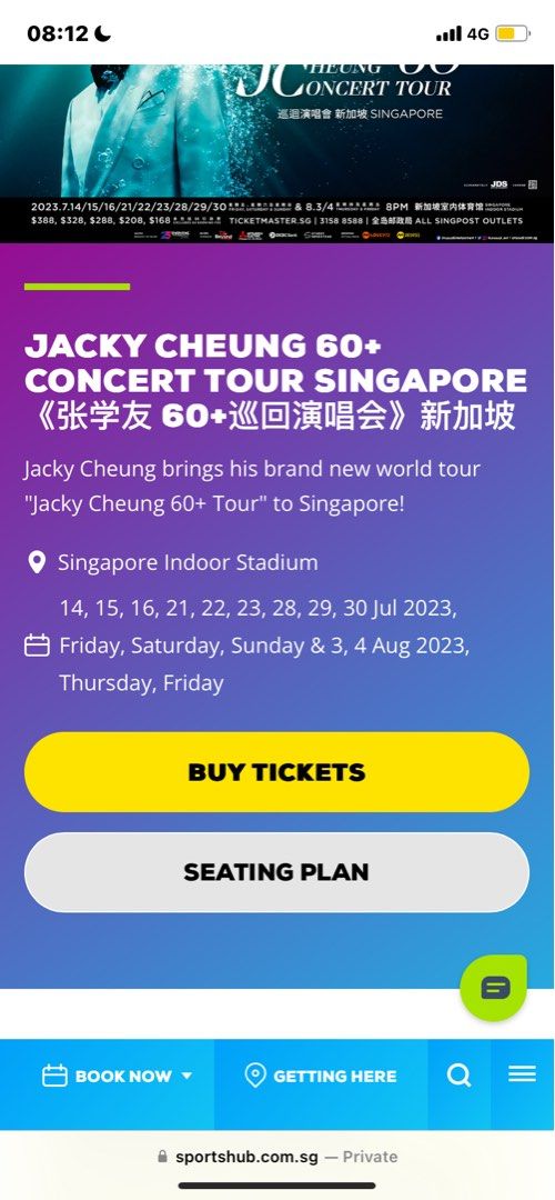 LF JACKY CHEUNG TICKETS (CAT 4/6), Tickets & Vouchers, Event Tickets on Carousell