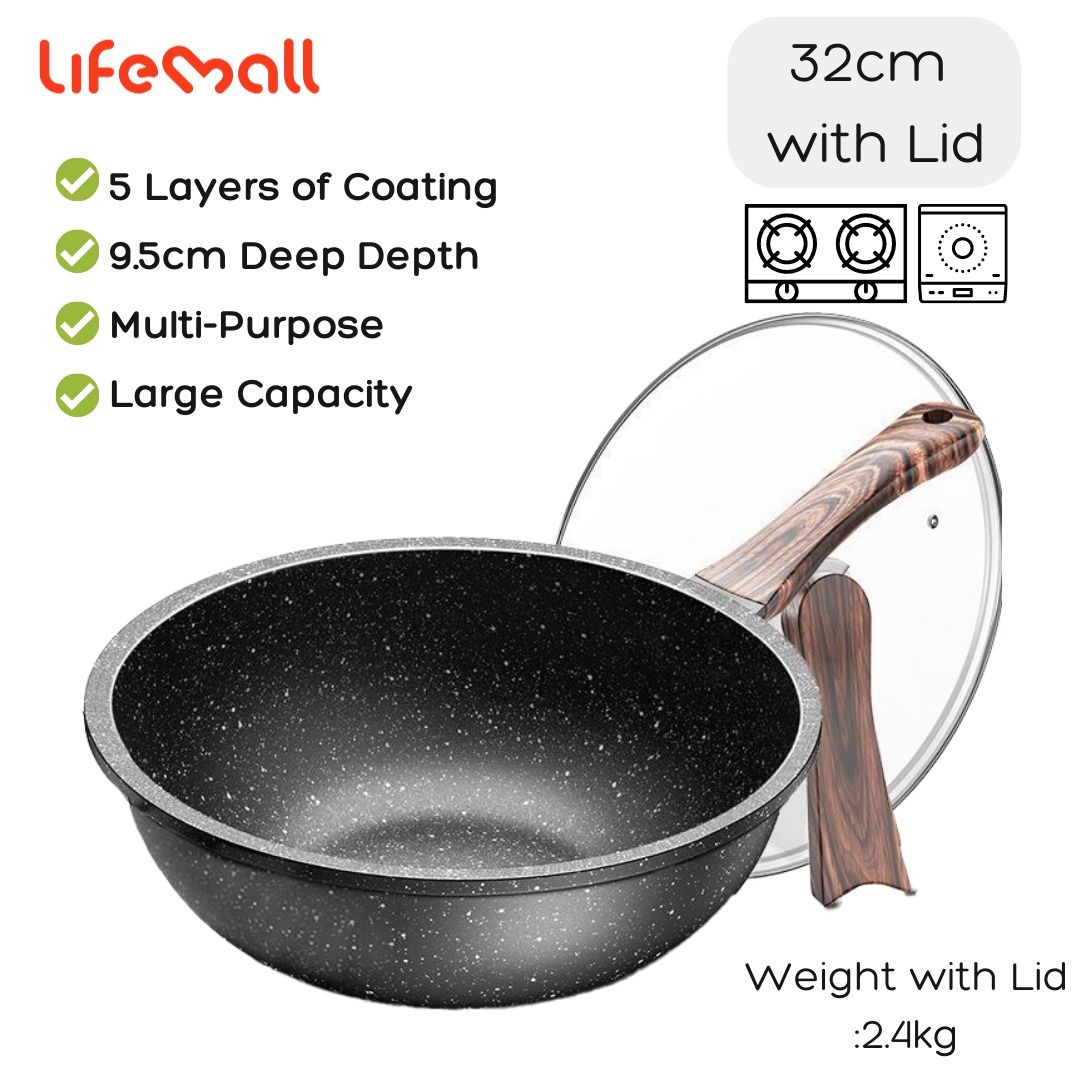 LifeMall - 32cm Non-Stick Frying Pan/ Stone Pan/ Cooking Pots Woks ...