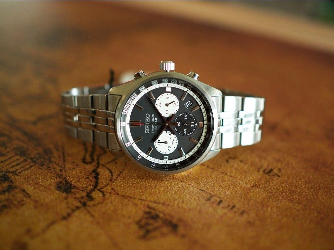 *Lowest Price*Seiko SSB429 Men's Chronograph Black Dial Stainless Steel ...