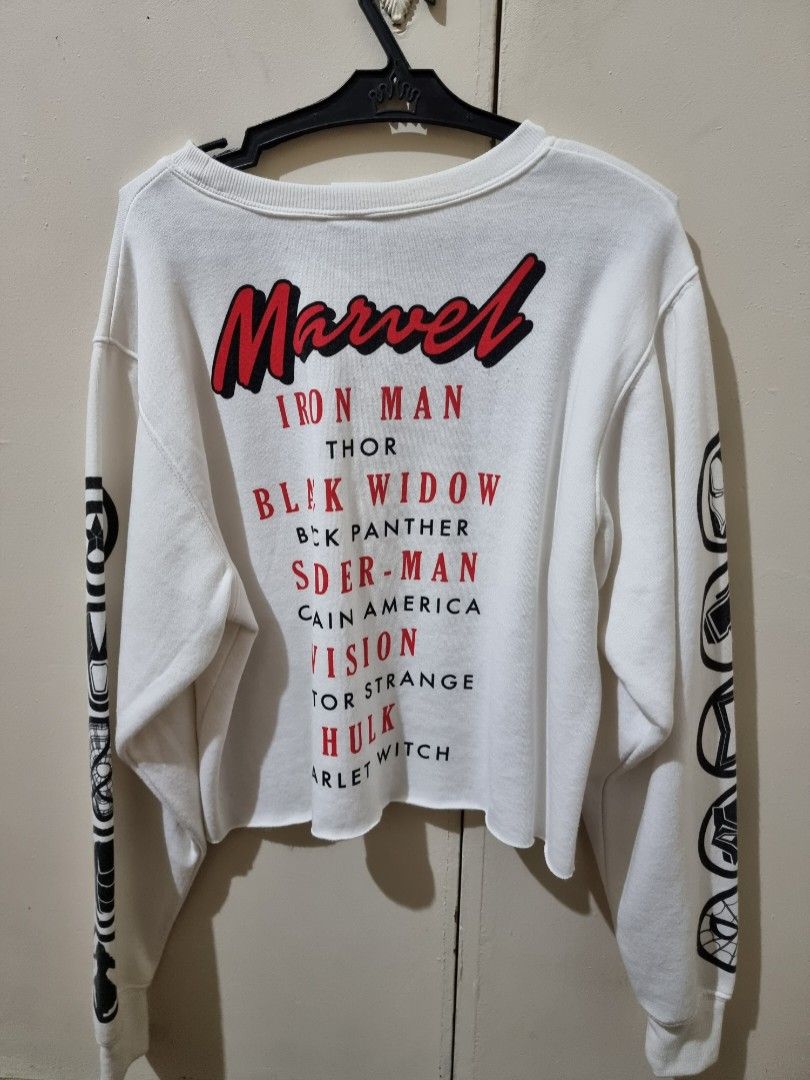Marvel White Cropped Hanging Top, Women's Fashion, Tops, Longsleeves on ...