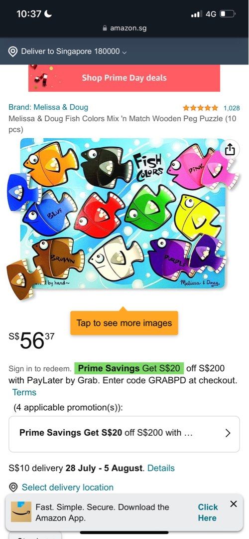 Melissa & Doug Fish Colors Mix 'n Match Wooden Peg Puzzle, Babies ...