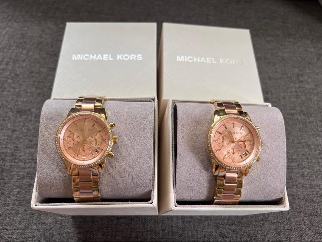 Michael Kors Ritz Chronograph Two-Tone Stainless Steel Watch Rose Gold ...
