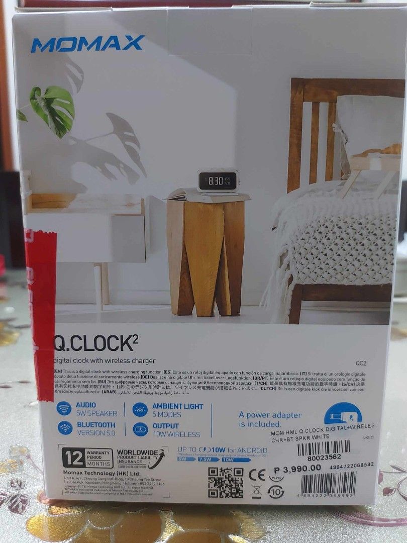 Momax QClock 2 Bluetooth Speaker, LCD Digital Alarm Clock and Wireless ...