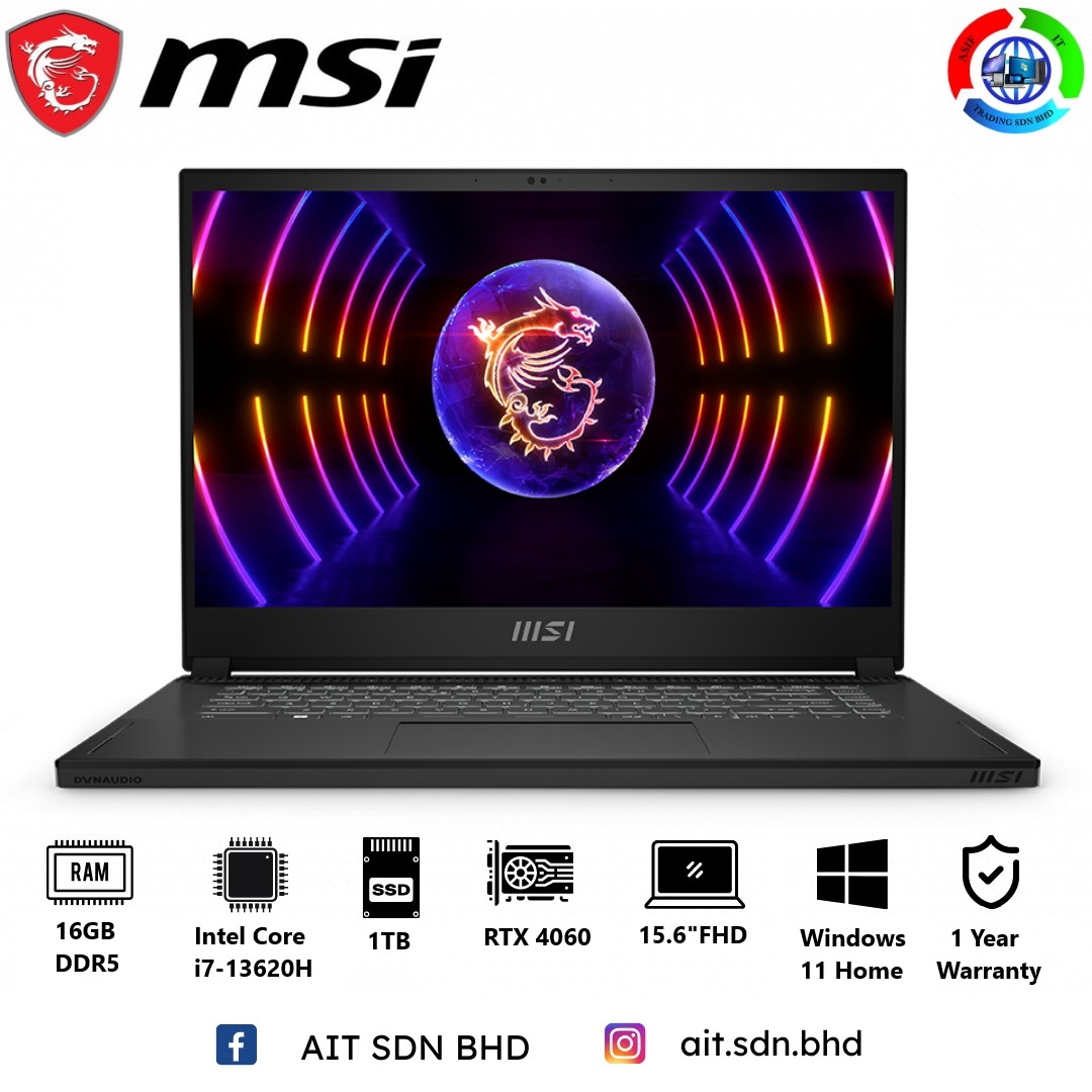MSI Stealth 15 A13VF-012US 15.6"FHD 144Hz Gaming Laptop Intel Core i7 ...