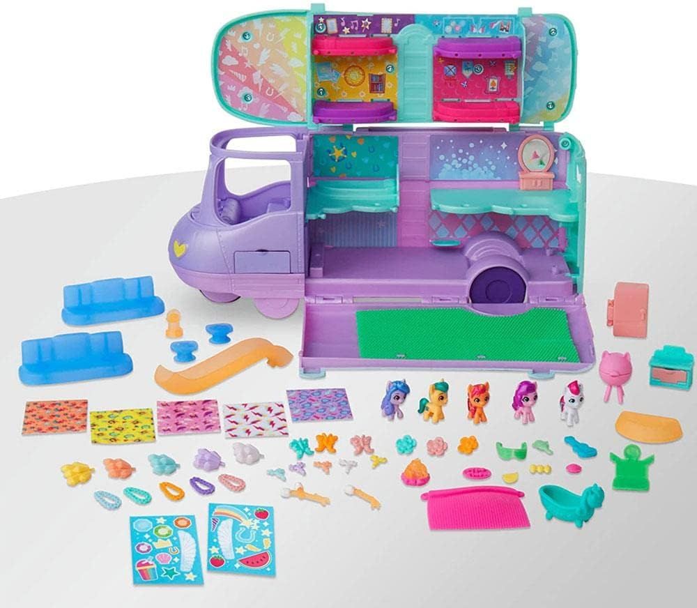 My Little Pony Playset Mini World Magic Mare Stream, Buildable Trailer Camper Van, Mini My ...