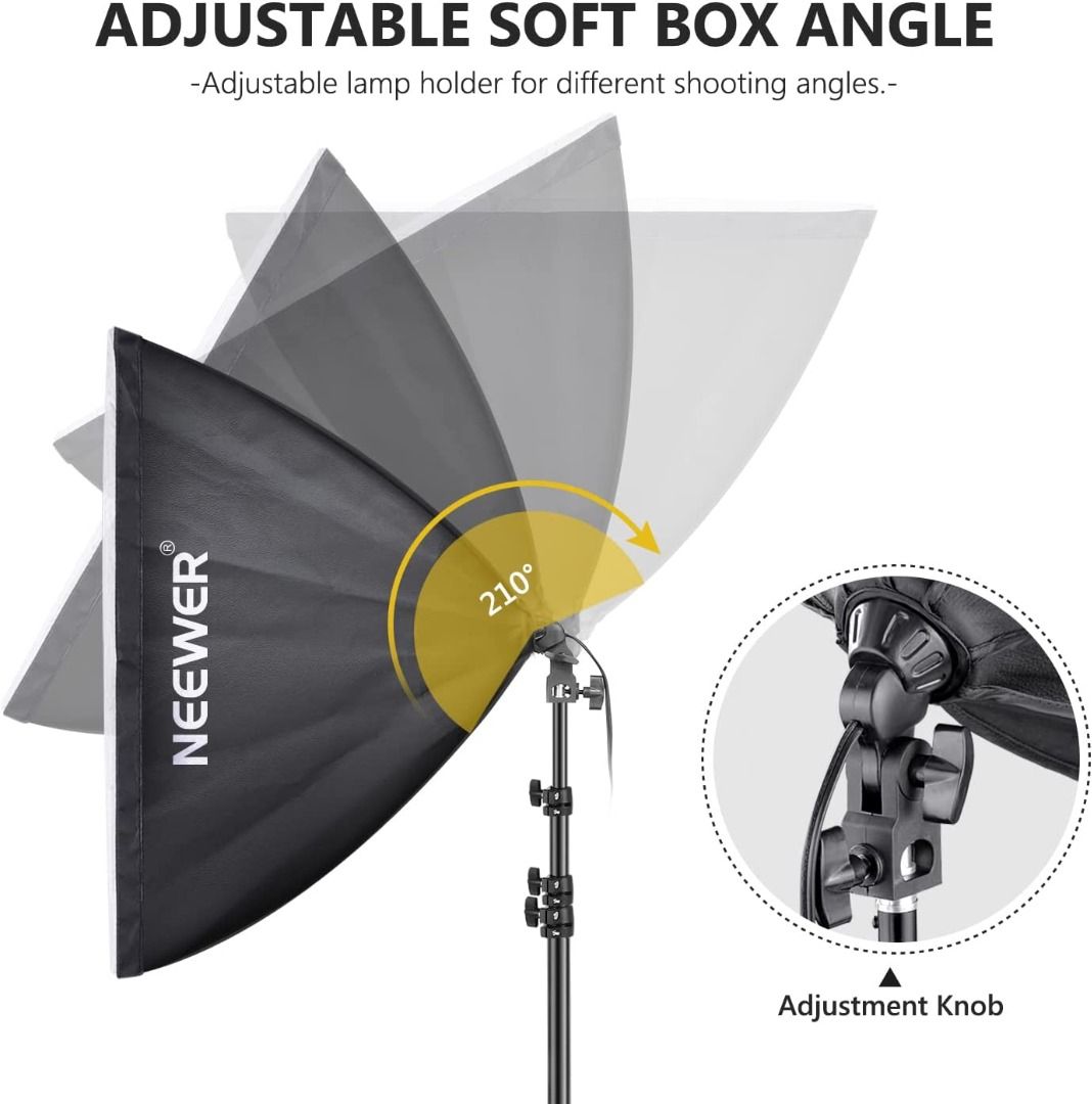 NEEWER 700W Equivalent Softbox Lighting Kit, 2Pack 5500K CFL Lighting ...
