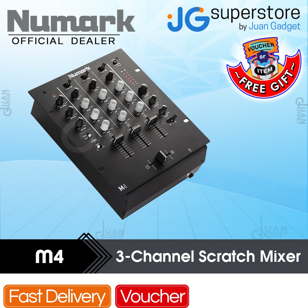 Numark M4 3-Channel Scratch Mixer with 3-Band Equalizer, Microphone Input and Crossfader | JG ...