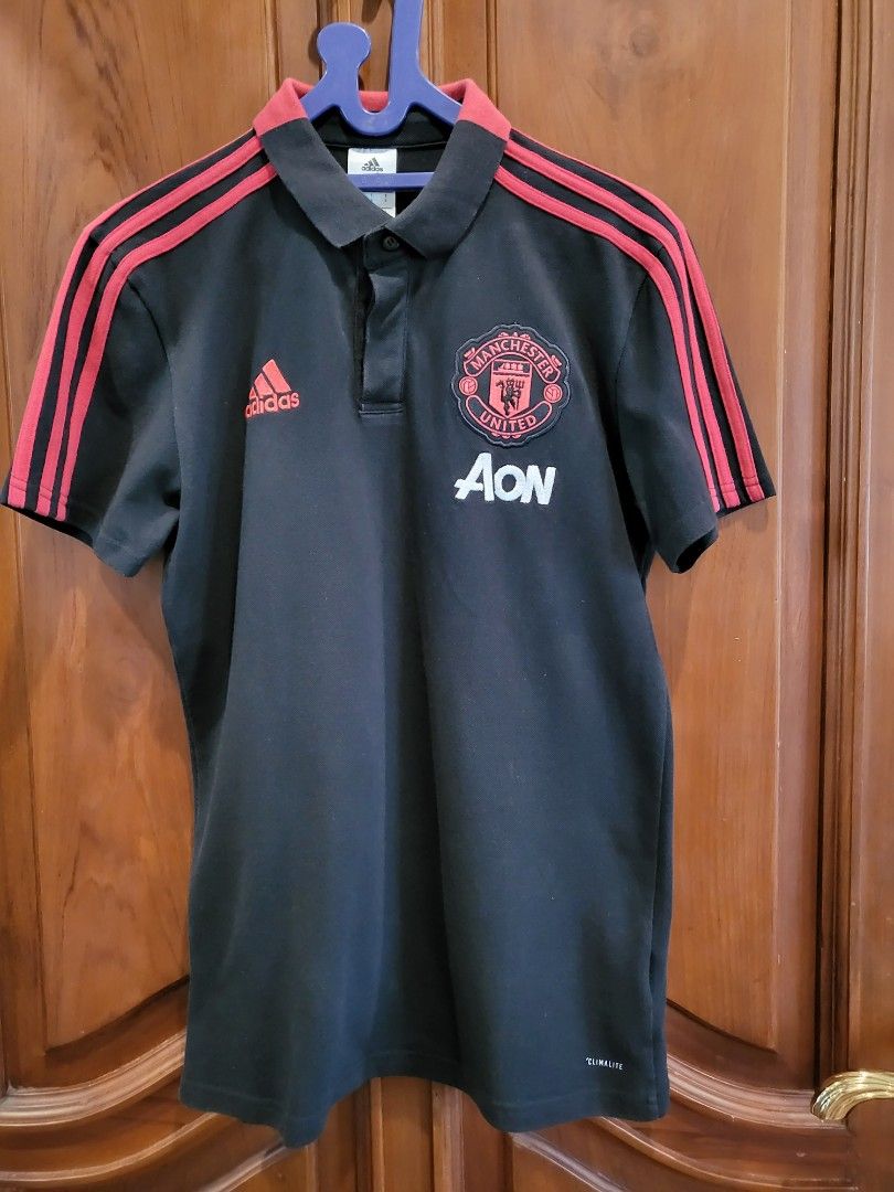 Official Adidas Manchester United MU Polo Shirt, Fesyen Pria, Pakaian ...