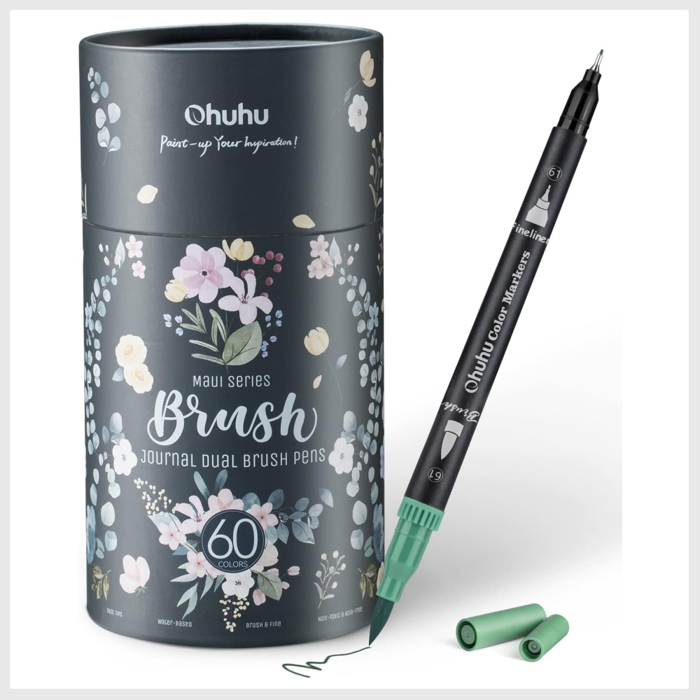 Ohuhu Markers for Adult Coloring Books: 60 Colors Dual Brush Fine Tips ...