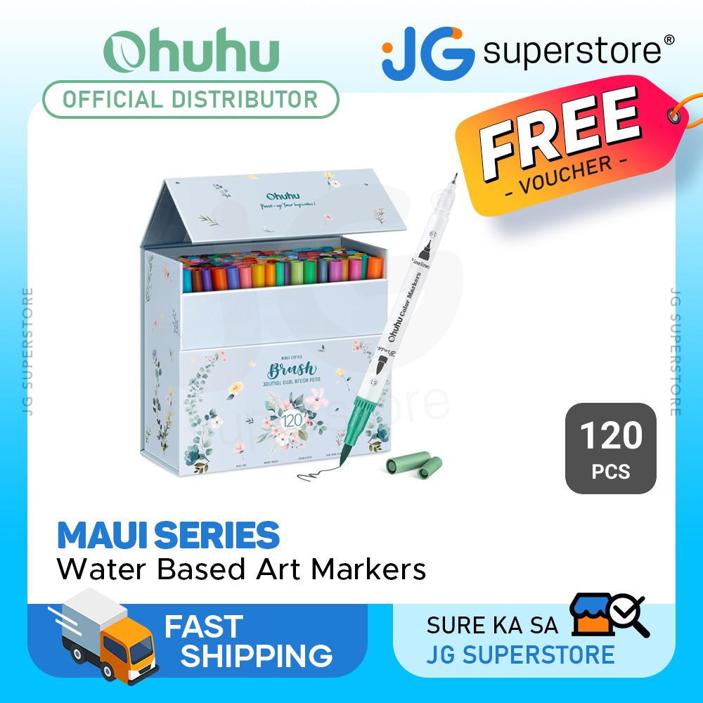 Ohuhu Maui Series Water Based 120 Colors Dual Tipped Art Marker Set for ...