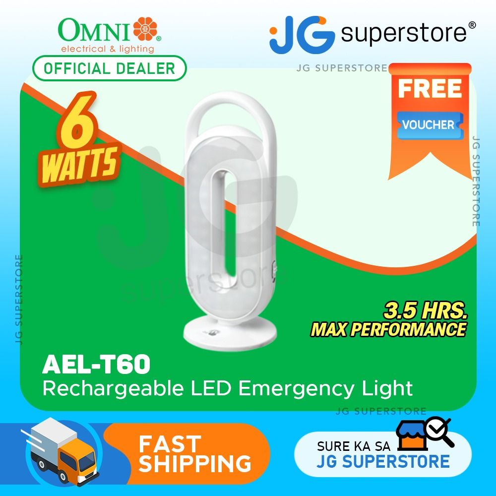 OMNI LED AEL-T60 6W SMD LED 220V 2900mAh Rechargeable Emergency Light with Touch Sensitive ...