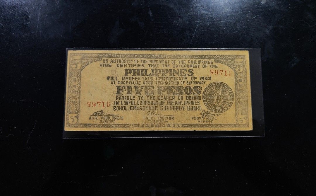 Philippines Bohol 1942 5 Pesos Banknote Currency VF, Hobbies & Toys ...
