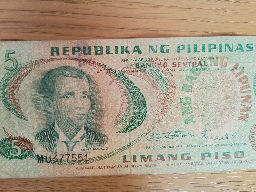 Philippines Currency Note of 5 Peso, A FINE & NICE Note, Hobbies & Toys ...